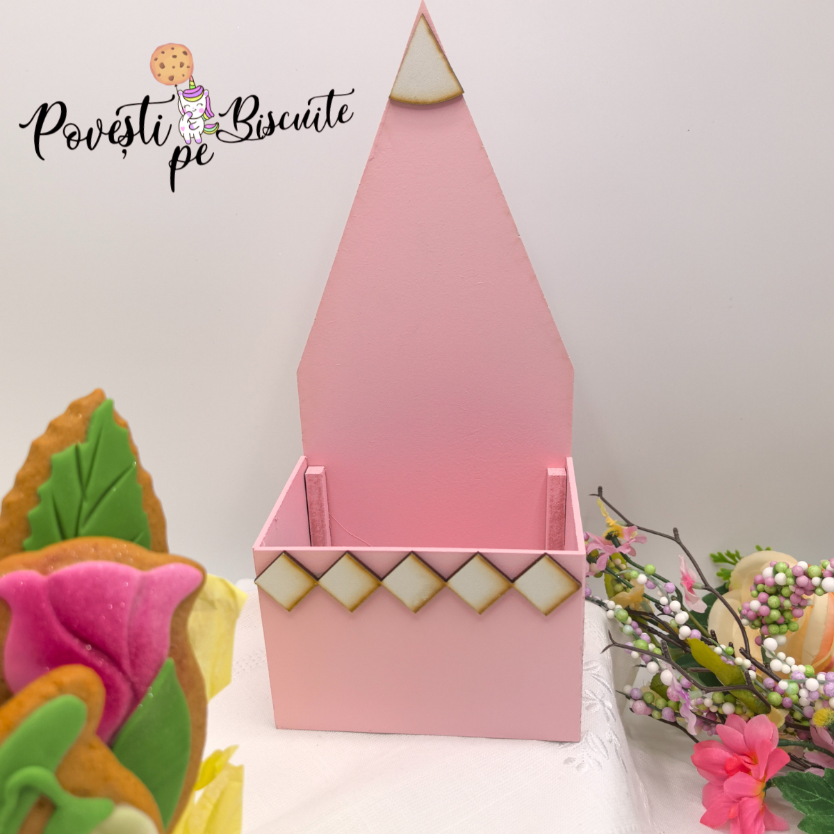 Decorațiune creion cu flori din turta dulce - Povesti pe biscuite